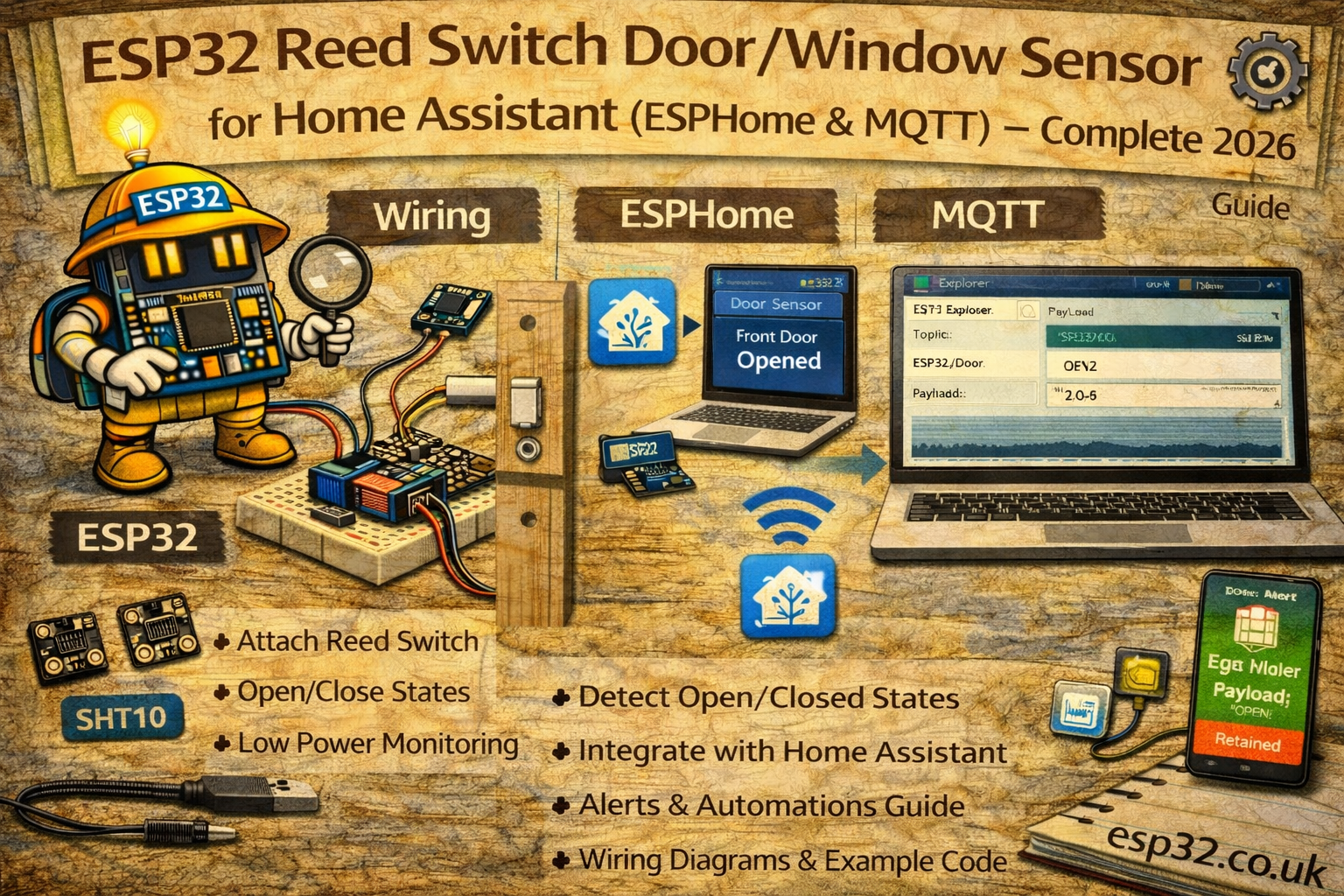 ESP32 Reed Switch Door/Window Sensor for Home Assistant (ESPHome & MQTT ...